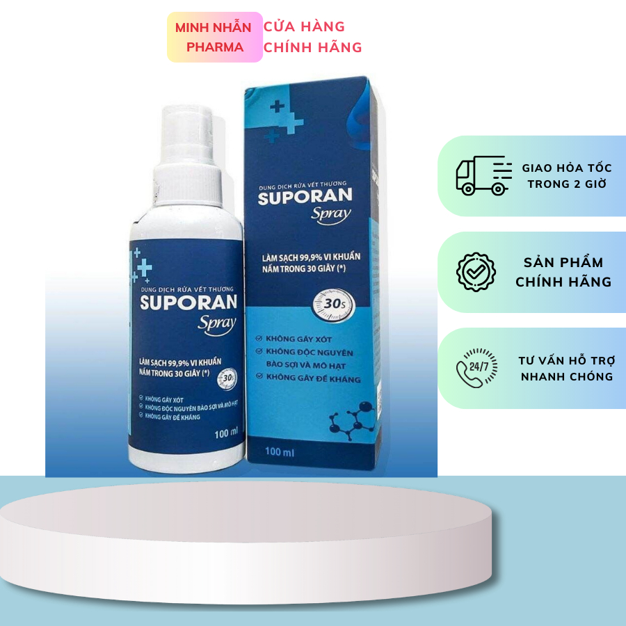 SUPORAN SPRAY 100ML - Dung dịch rửa vết thương,bên ngoài da, rửa loại ...