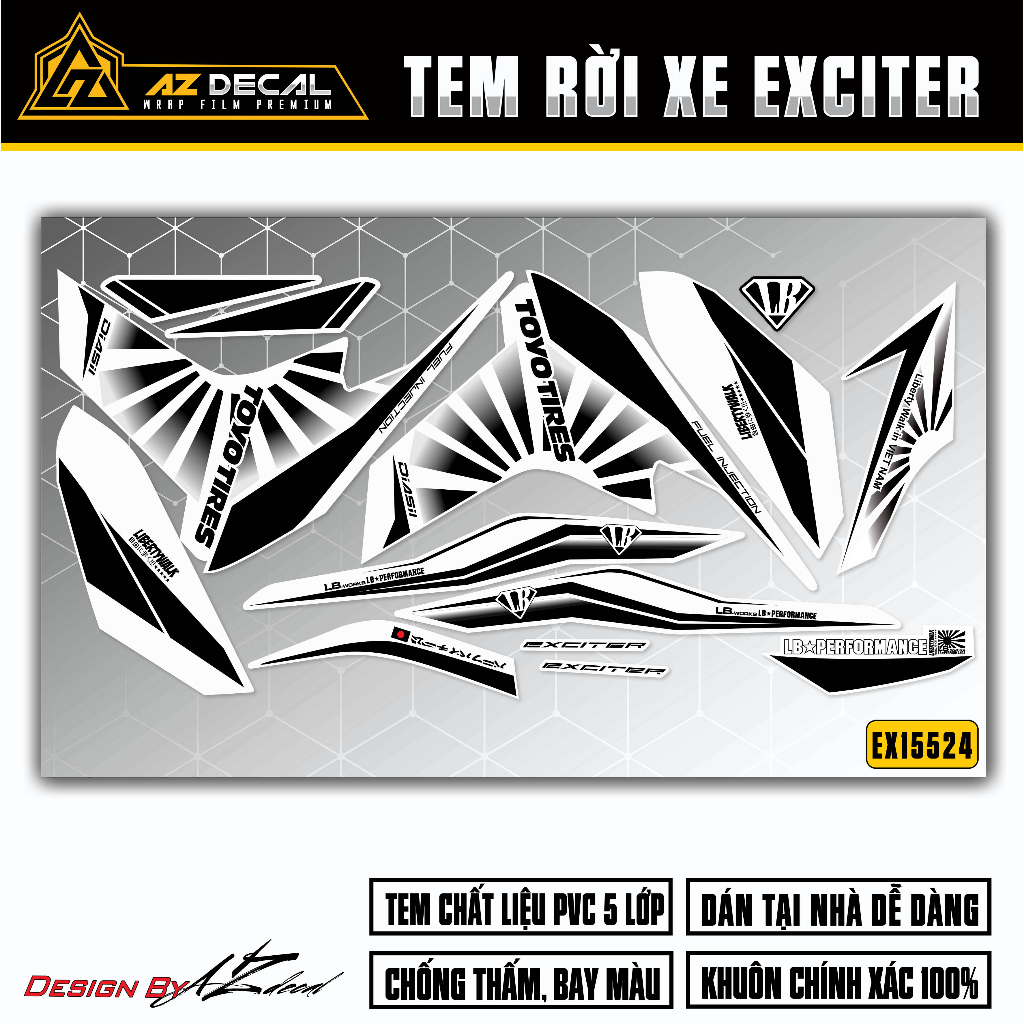 Tem Exciter 155 Mẫu Toyo Tires | EX15524 | Team Decal Hình Dán Rời Xe ...