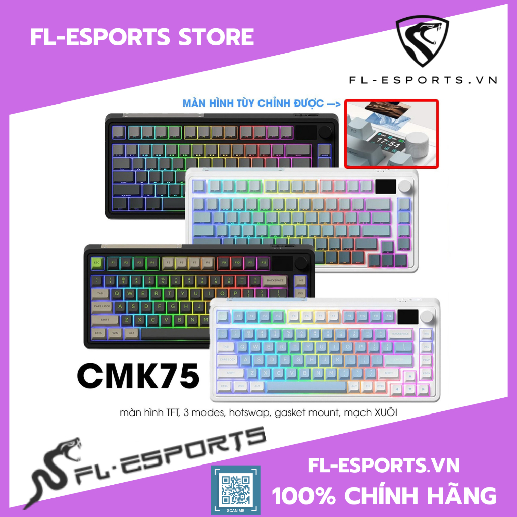 Bàn phím FL-Esports CMK75 (Gradient Blue/ Gradient Grey/ Lake Pacid ...