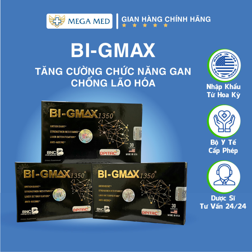 Viên Uống BI-GMAX 1350 giúp tăng cường chức năng gan, chống lão hóa hộp ...
