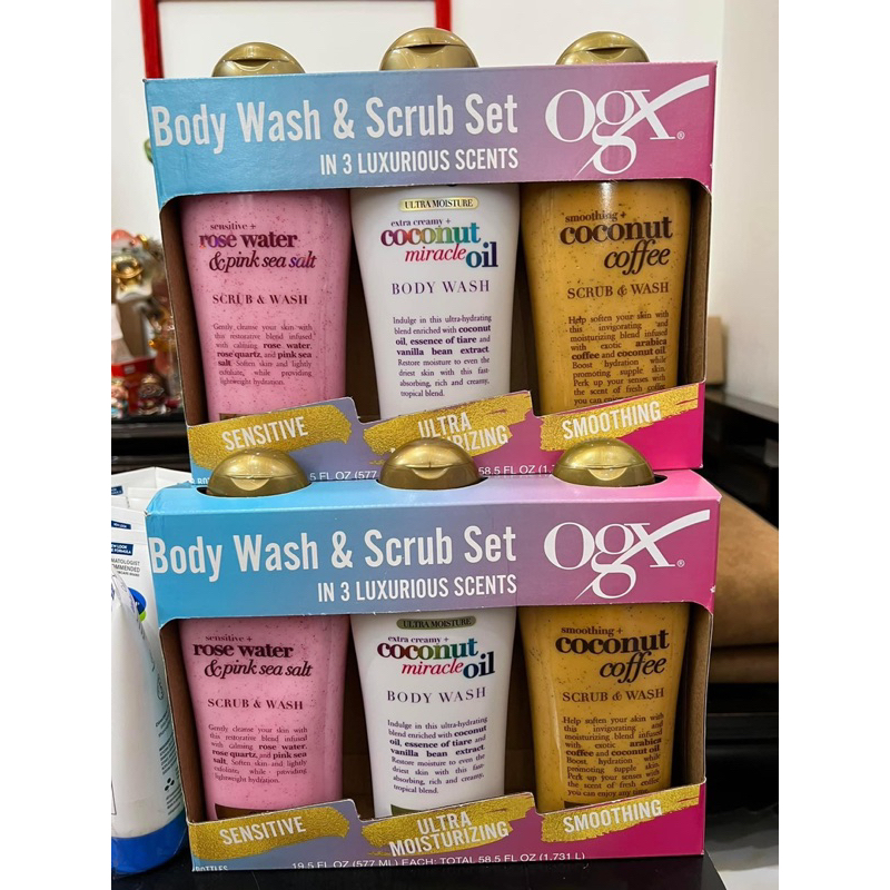 Hàng chuẩn Mỹ - Set 3 chai sữa tắm Body Wash & Scrub Set Ogx (3x577ml ...