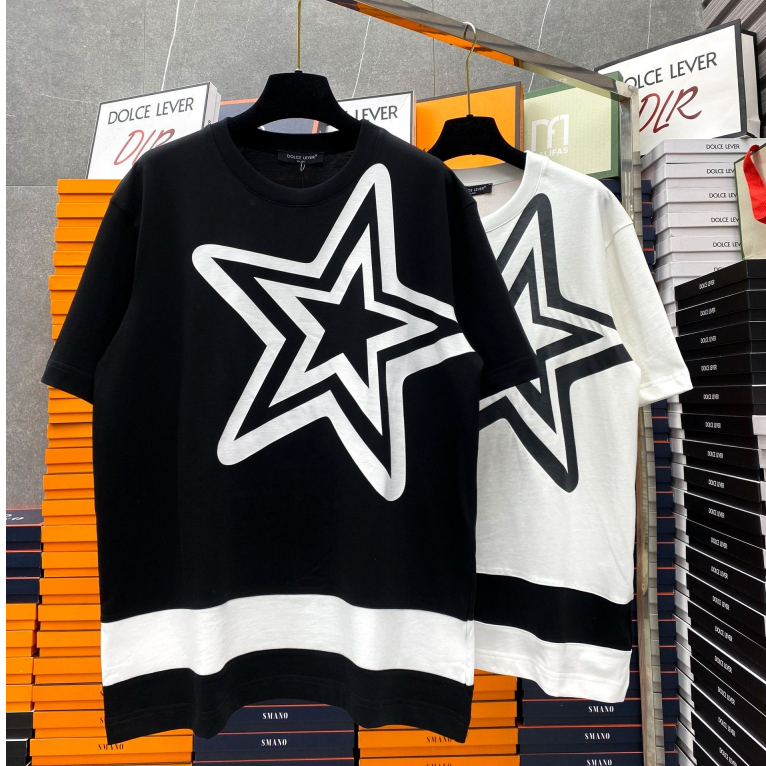 Áo Thun DOLCE LEVEL Ngôi Sao Áo Phông Cotton Dáng Rộng Nam Nữ Siêu ...