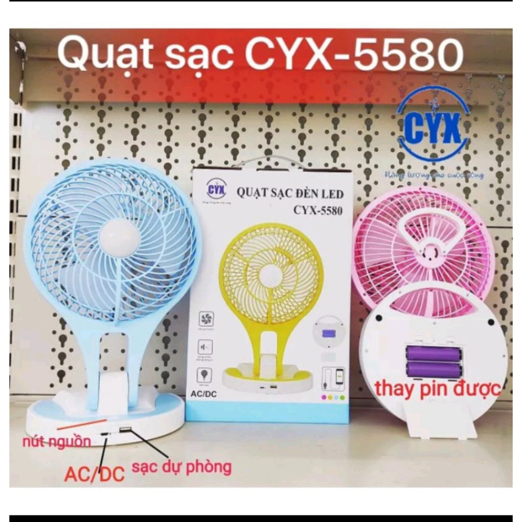 Quạt sạc điện kiêm đèn pin Mini Fan CYX-5580 (Có Thay Pin Được ...