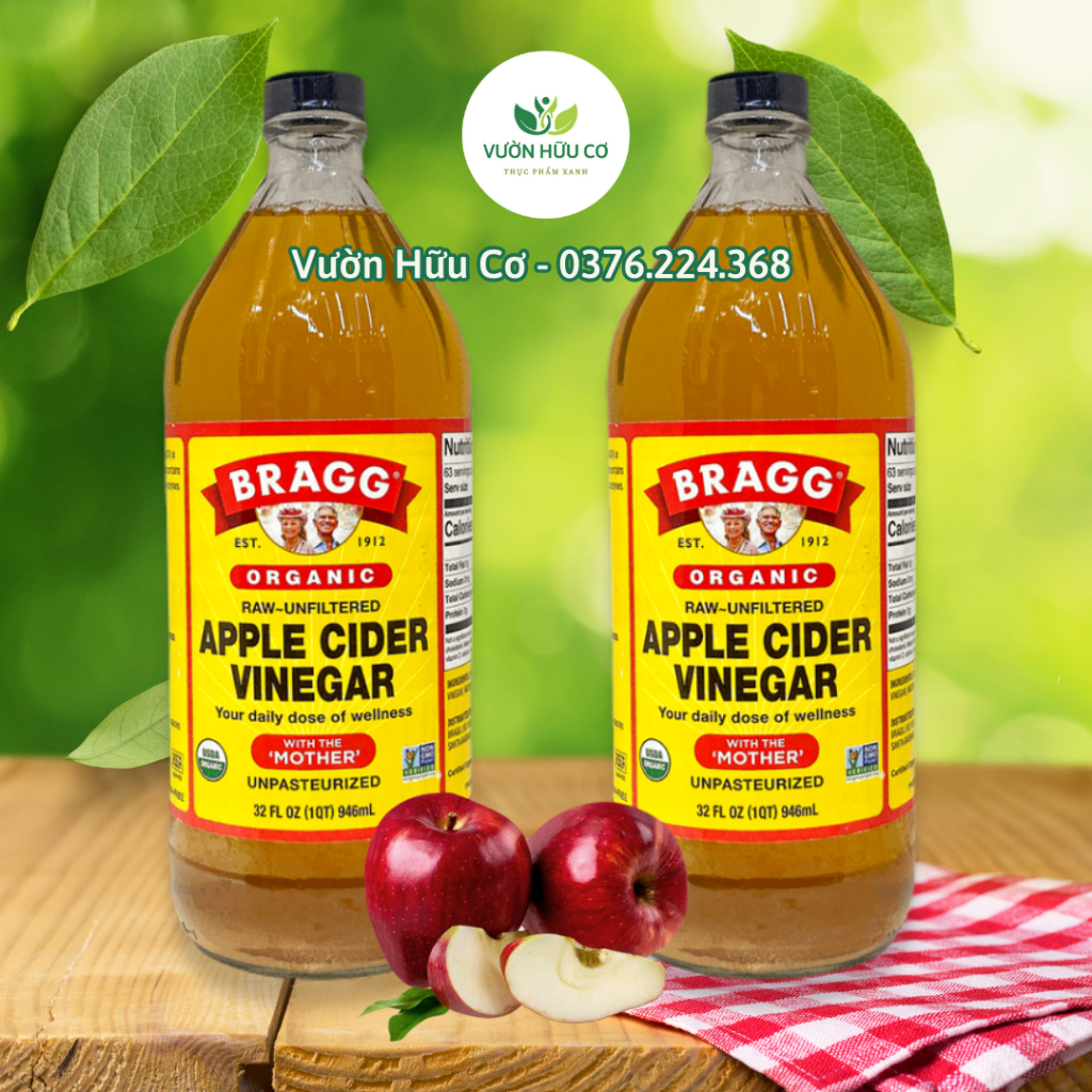 [COMBO] 2 chai Giấm Táo Hữu Cơ BRAGG chai 946ml Hàng Mỹ Hỗ Trợ Giảm Cân ...