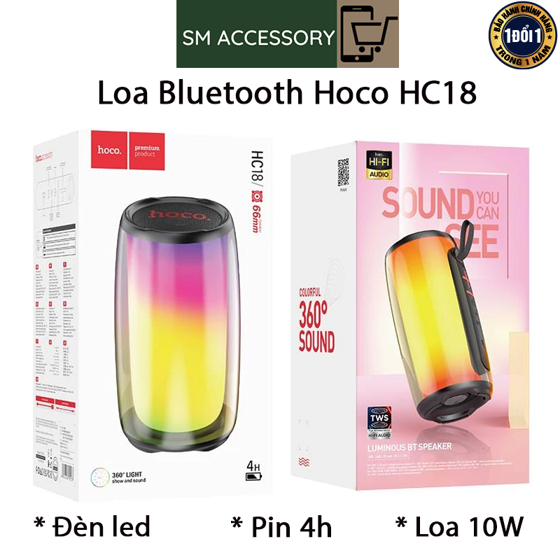Loa Bluetooth Hoco HC18 Với Loa To 10W, Đèn Led Nhiều Chế Độ, Pin Trâu ...