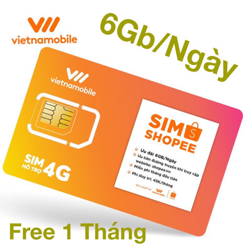 Sim Shopee Vietnamobile [6Gb/ngày - 180Gb/Tháng] Miễn Phí Data 1 Tháng ...