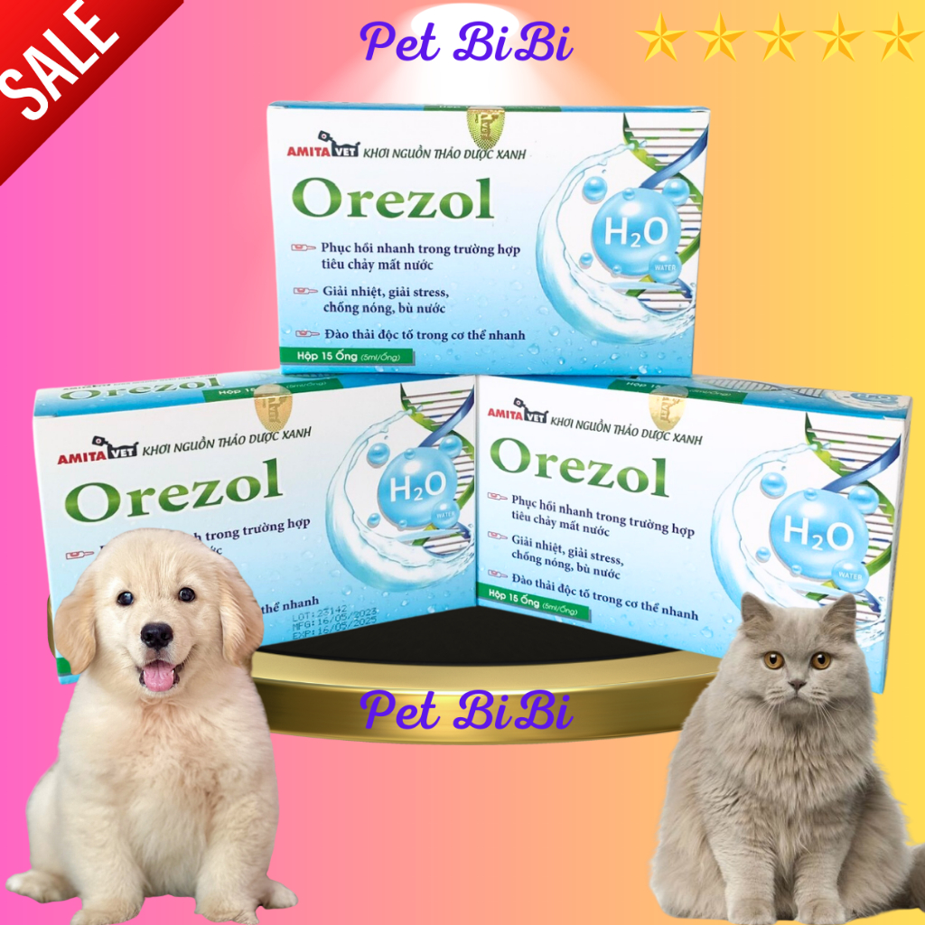 Điện giải OREZOL Bù Nước cho Chó, Mèo, Hộp 15 ống (5ml/1 ống), Bán ...