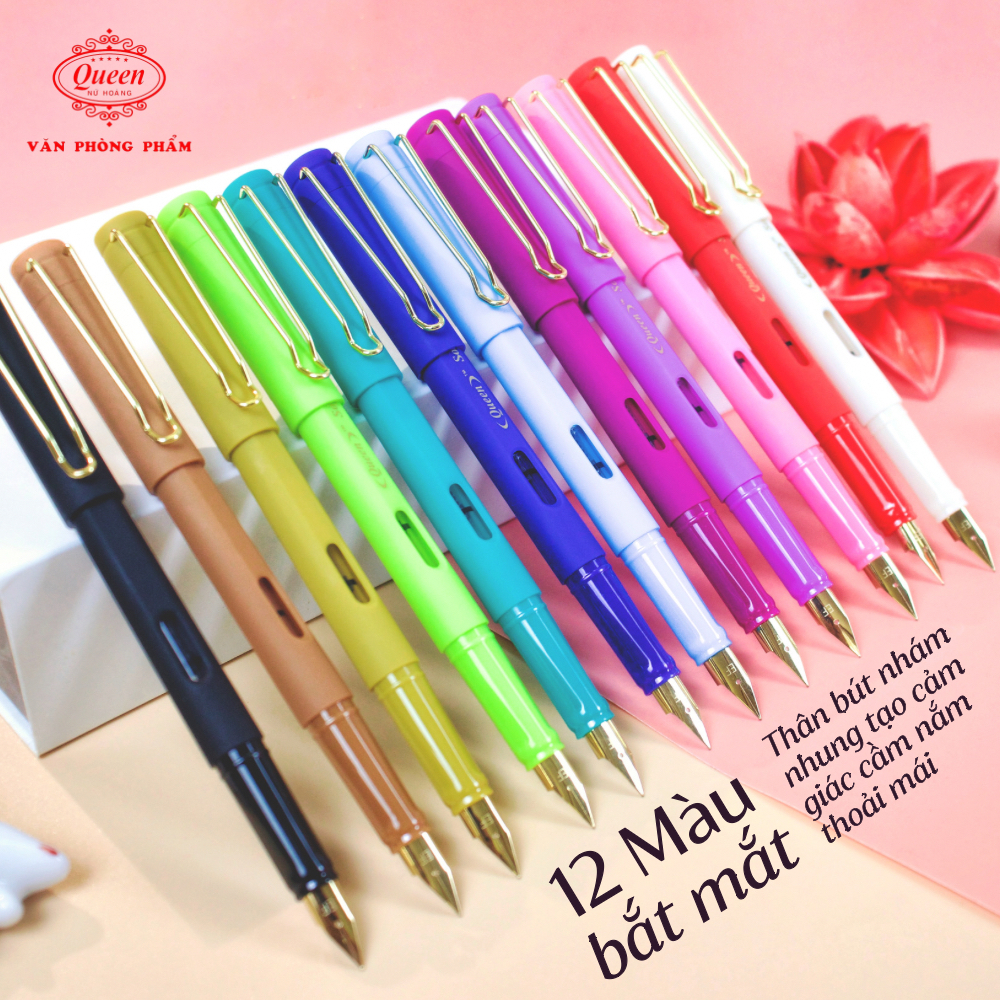 Bút máy ngòi trơn nét nhỏ tròn đều Queen FP17-1 (12 Màu bút) - Kiểm ...