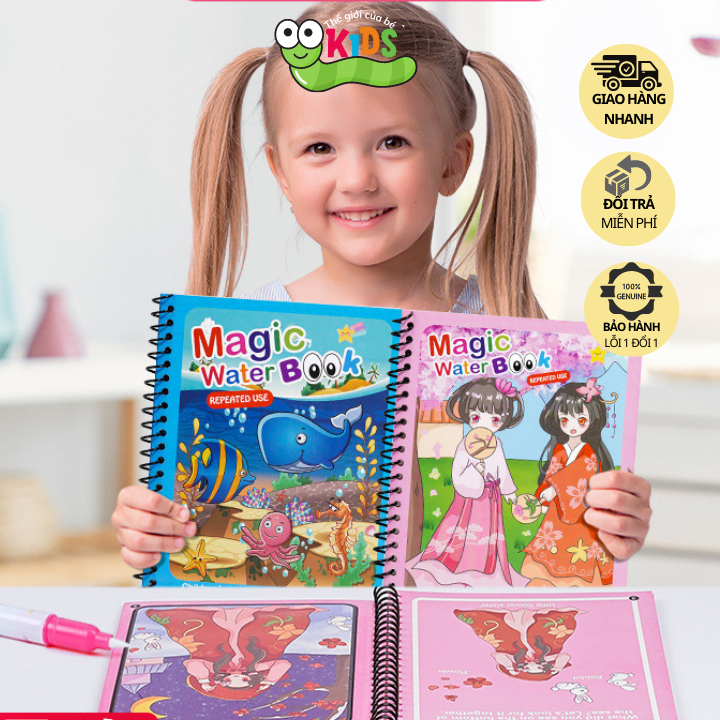 Tranh tô màu nước ma thuật, quyển tập tô thần kì, Magic water book cho ...