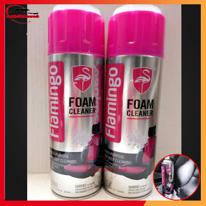 ComBo 2 Bình xịt bọt vệ sinh đồ da Flamingo F002 làm sạch ghế da 650ml , chai xịt bọt vệ sinh đa ...