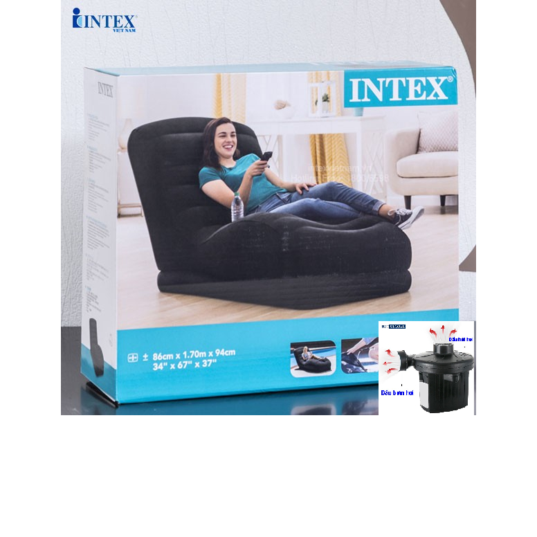 Ghế Hơi Tựa Lưng Intex 68564, bảo hành 12 tháng, phủ nhung cao cấp ...