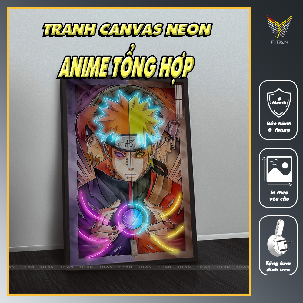 Tranh canvas Neon treo tường, tranh decor chủ đề Anime tổng hợp, chất ...