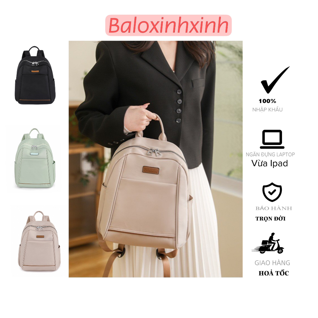 Balo dù trơn đơn giản size vừa A4 nhỏ gọn đi học thêm, đi làm cho nữ ...