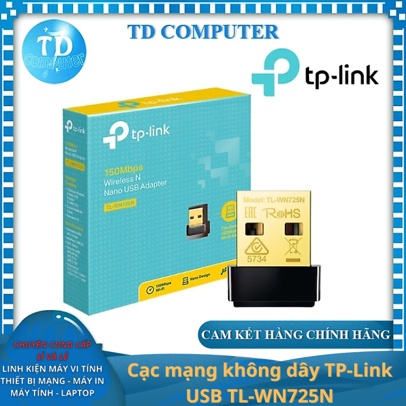 Cạc mạng không dây TPLink USB TL-WN 725N Nano (Chuẩn N/ 150Mbps/ Ăng ...