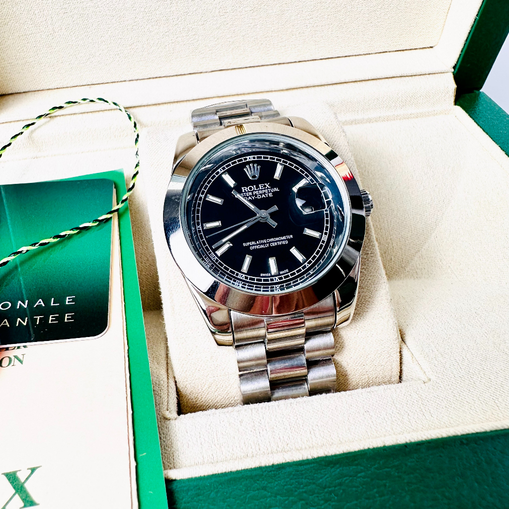 Đồng hồ Rolex dây thép đúc mạ điện chống gỉ sét, size nam mặt 40mm viền ...