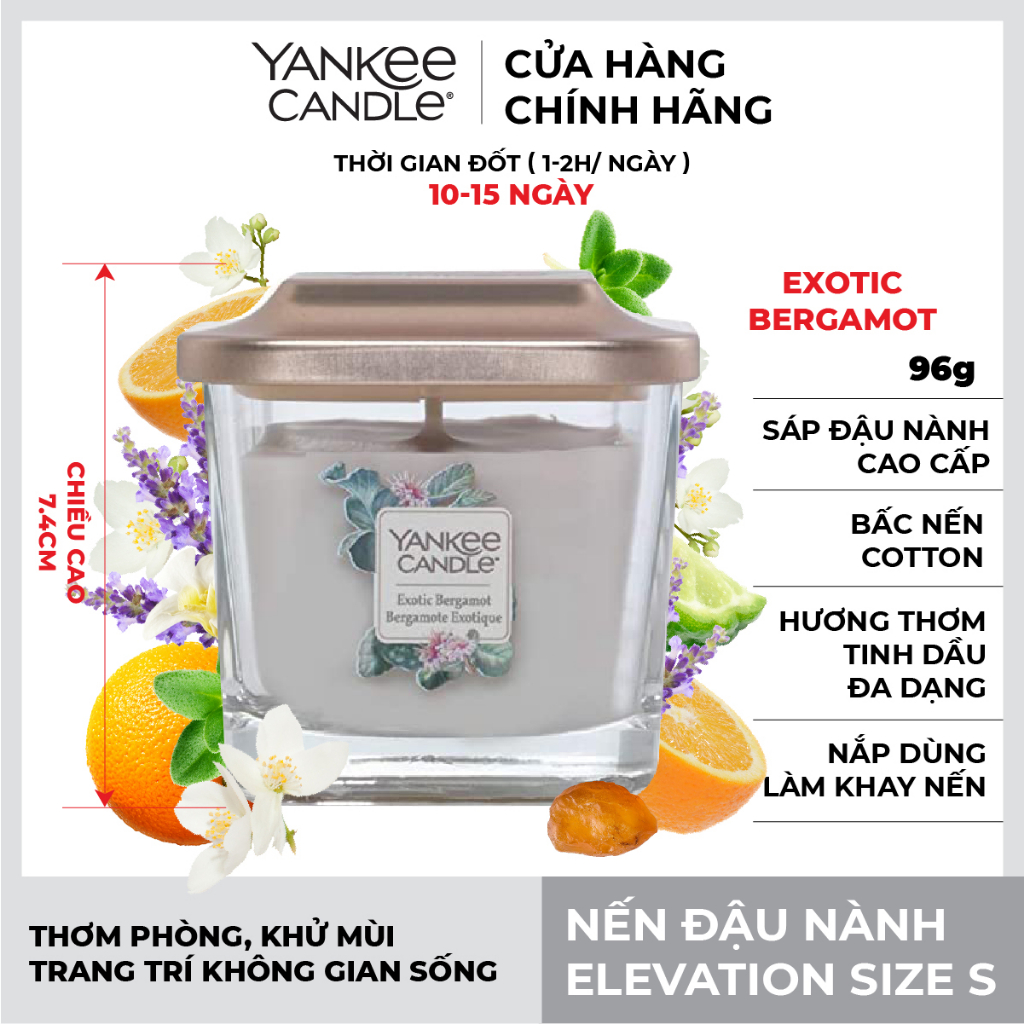 Nến ly vuông Elevation Yankee Candle size S - Exotic Bergamot (96g) | Shopee Việt Nam