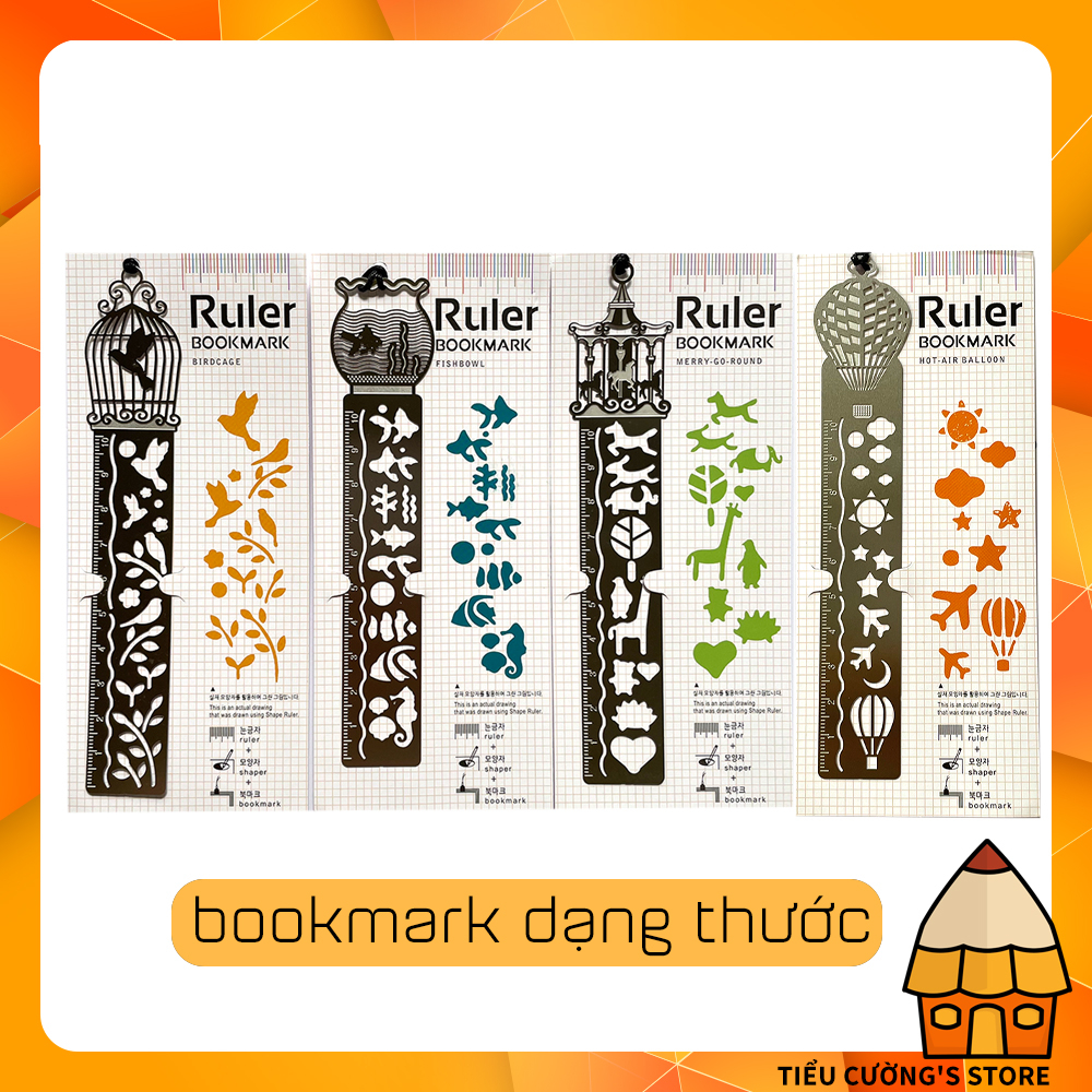Thẻ đánh dấu trang sách Bookmark kim loại kết hợp thước laser cut ...