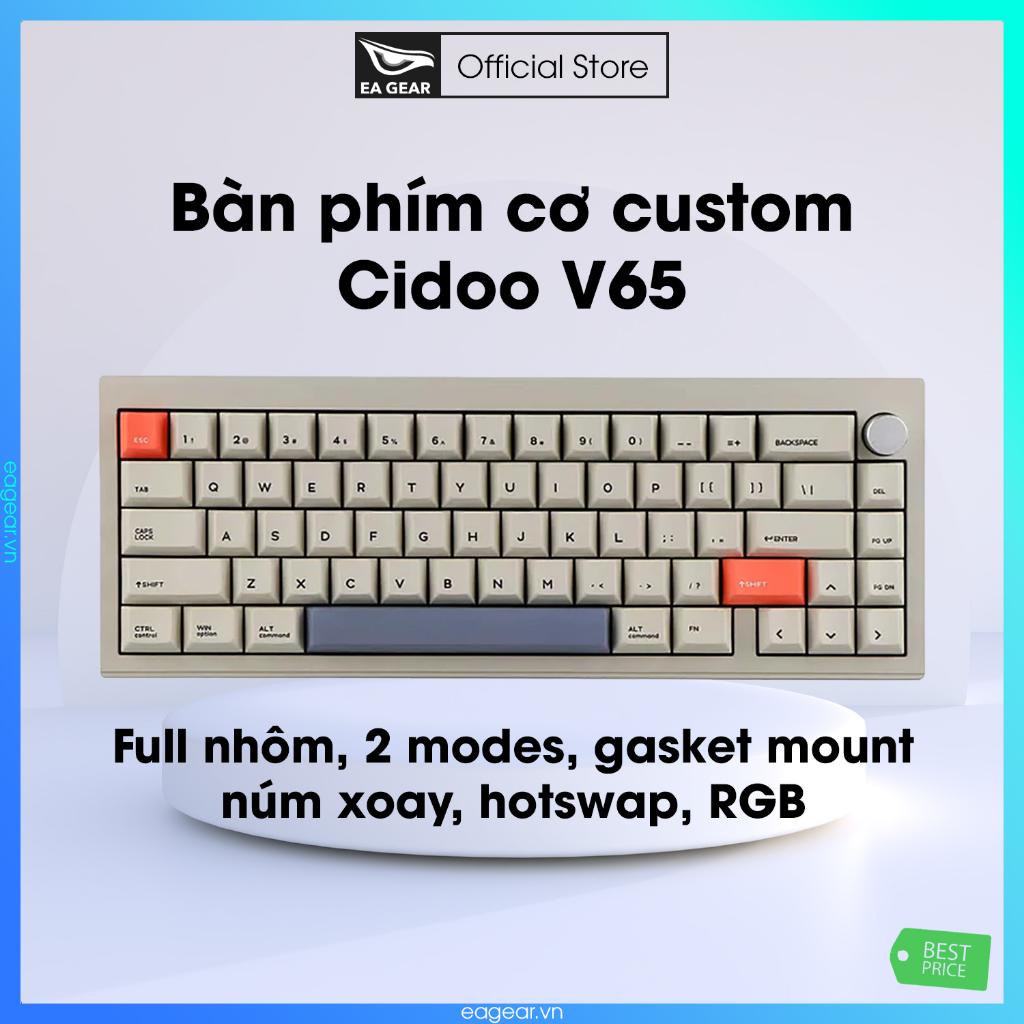 [Chính hãng] Bàn Phím Cơ Cidoo V65 2 Modes Hotswap Full Nhôm CNC Gasket ...