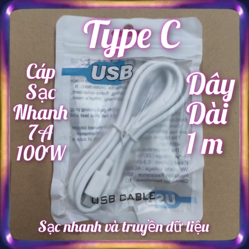 Cáp Sạc Nhanh USB 7A 100W Type C Dài 1M | Shopee Việt Nam