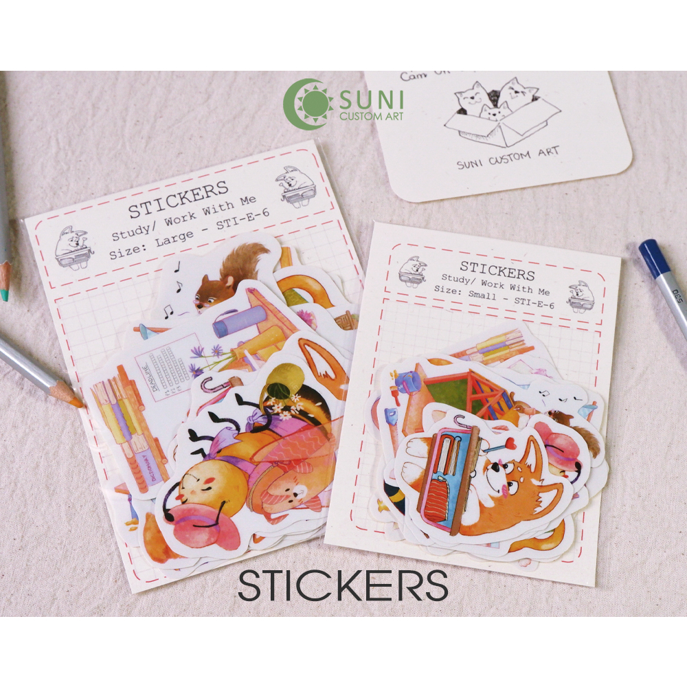 Bộ Sticker 12 miếng dán chủ đề Study/ Work with me | Shopee Việt Nam