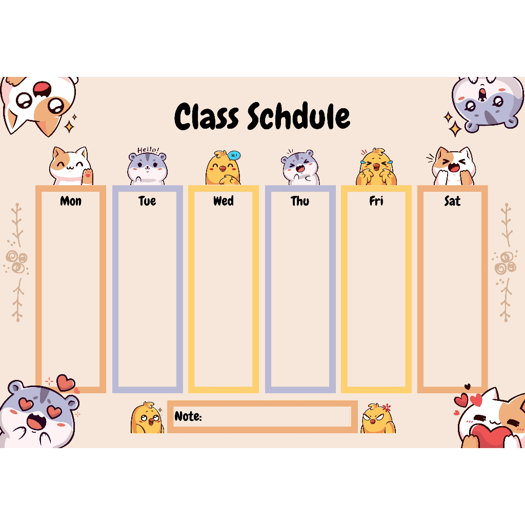 Decal dán Thời Khóa Biểu Timetable Sticker Dễ Thương Tiện Lợi Ghi Chú ...