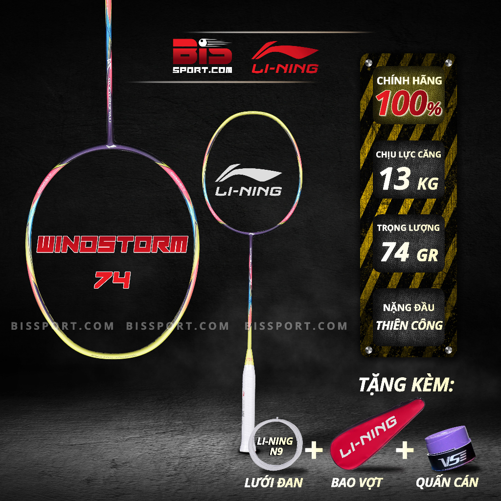 Vợt Cầu Lông Lining Windstorm 74 Chính Hãng Nội Địa - Vàng Tím Hồng ...