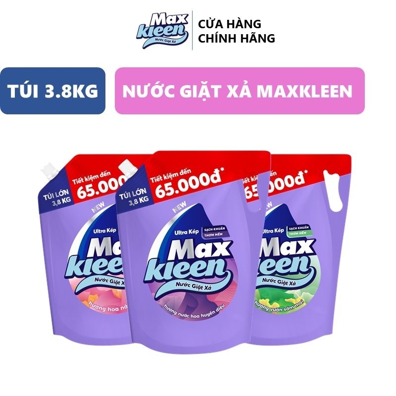 Nước Giặt Xả MaxKleen Túi 3,8kg | Shopee Việt Nam