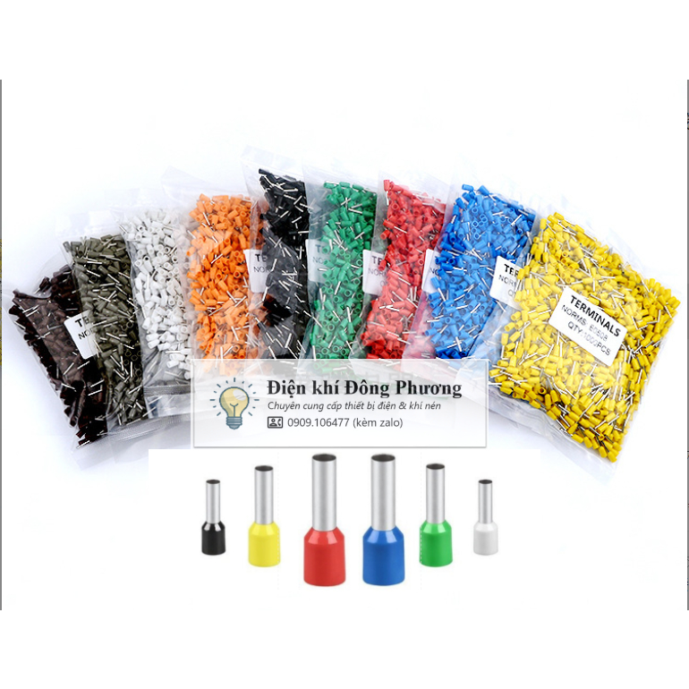 [Túi 1000 cái] Đầu cos pin rỗng, đầu cos kim rỗng thông dùng cho dây ...
