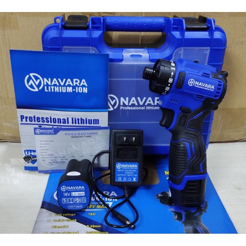 Máy chuyên vít, bắn vít pin Navara 7001B không chổi than, pin 4cell ...