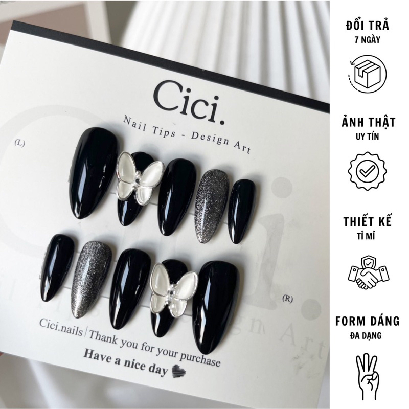 Nailbox Thiết Kế Nhũ Flash Đen Charm Đá Cao Cấp Cici.nails | Shopee ...