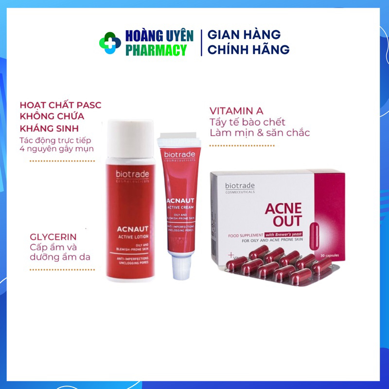 Lotion/ kem chấm mụn Biotrade Acnaut Active/ Viên uống Biotrade ...