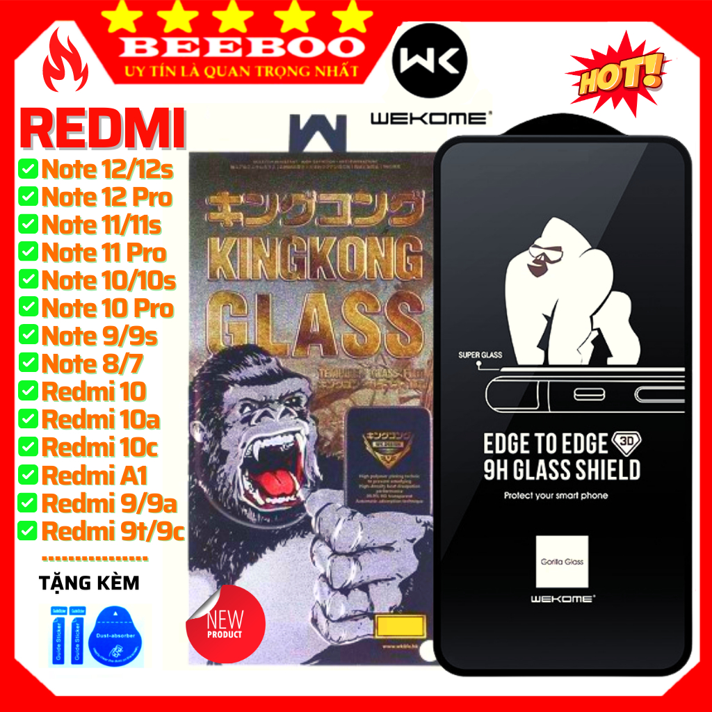Kính cường lực Redmi Note 13 12 12s 11 11s Pro 10 Pro 10s 9s 9 12C A1 A2+ Turbo K30 K40 K50 ...