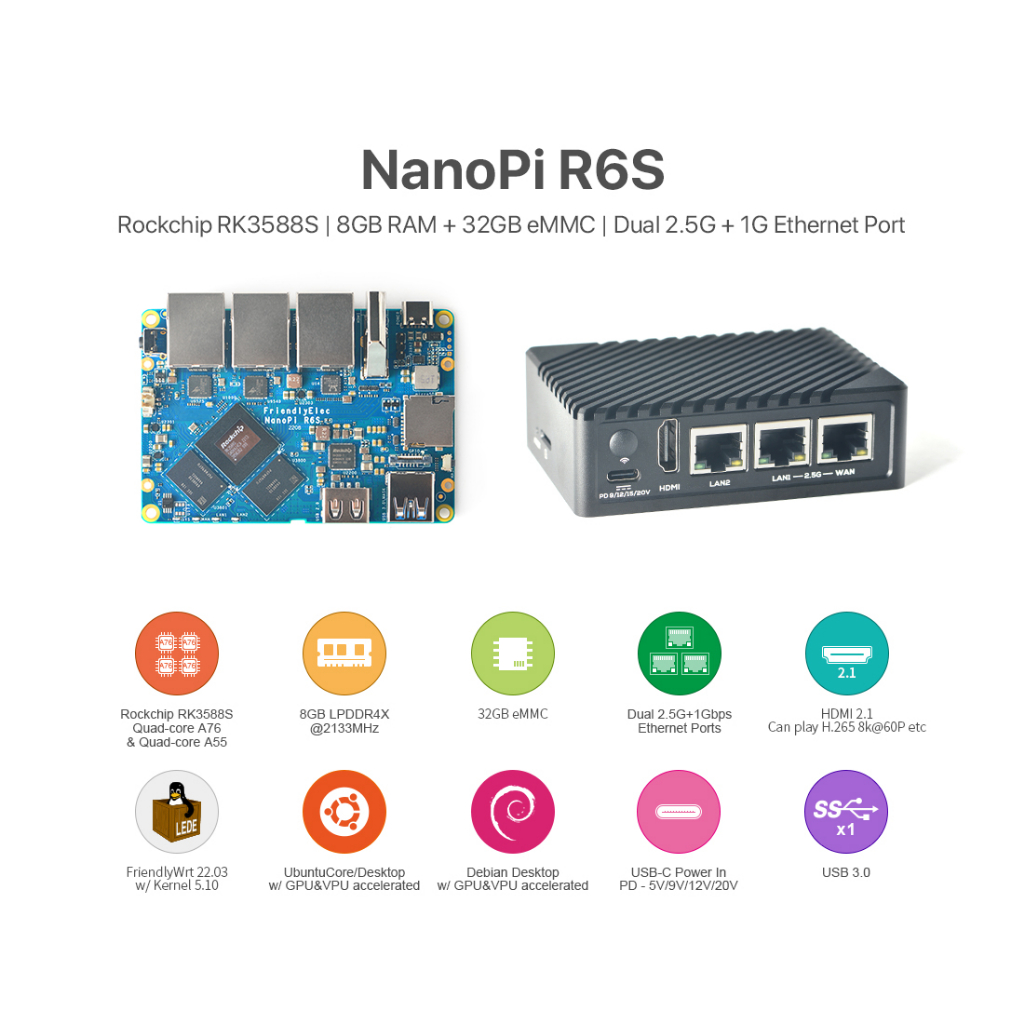 Router 2.5G NanoPi R6S (8GB RAM/32GB eMMC) | Shopee Việt Nam