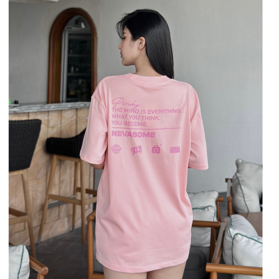 Áo Thun Oversize Local Brand NEVASOME Pinky Hồng Dâu Cotton Tay Lỡ Form ...