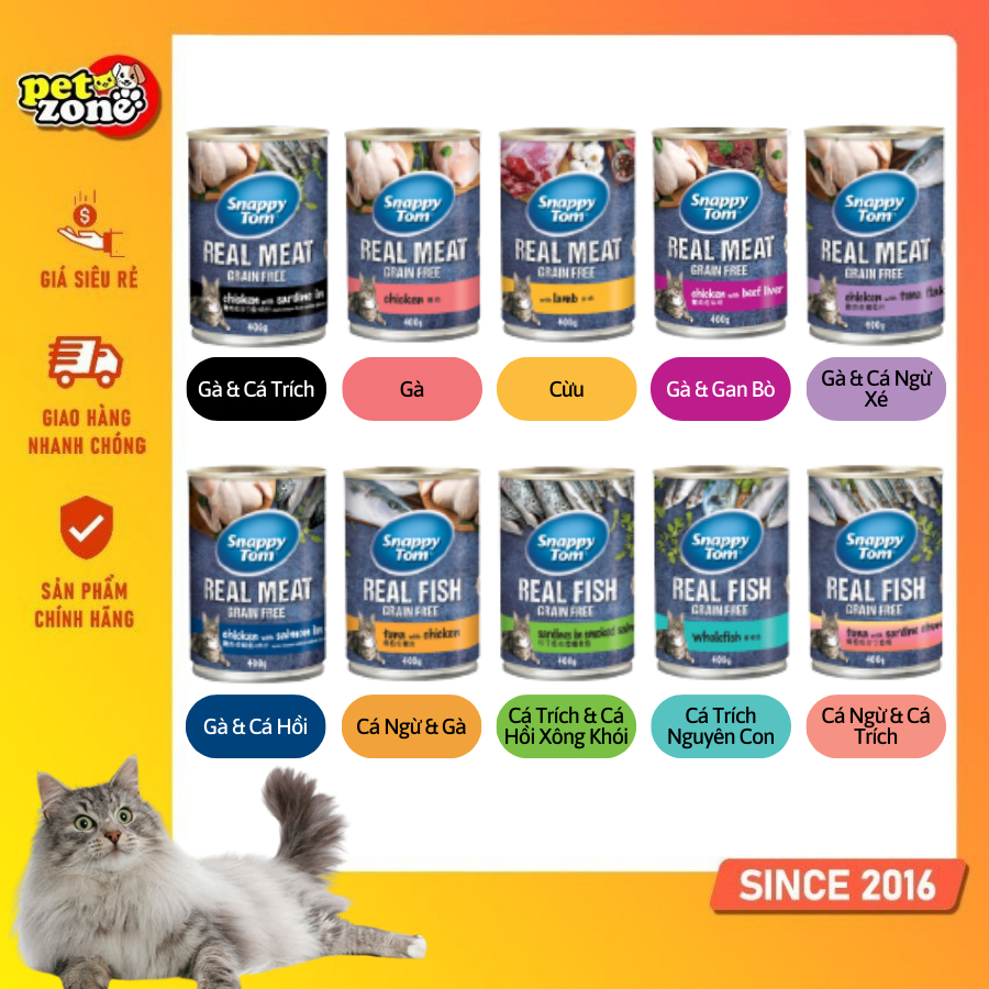 Pate Snappy Tom Real Fish Grain Free nhiều cá thật cho mèo trưởng thành ...