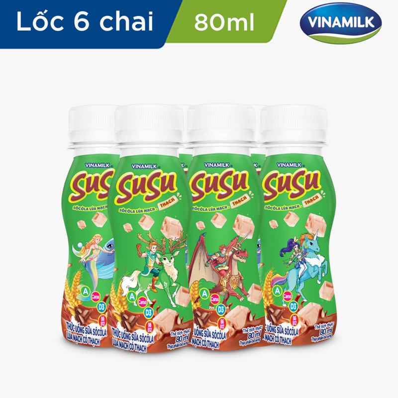 Lốc 6 chai Sữa chua uống SUSU CÓ THẠCH chai 80ml ( đủ loại) | Shopee ...