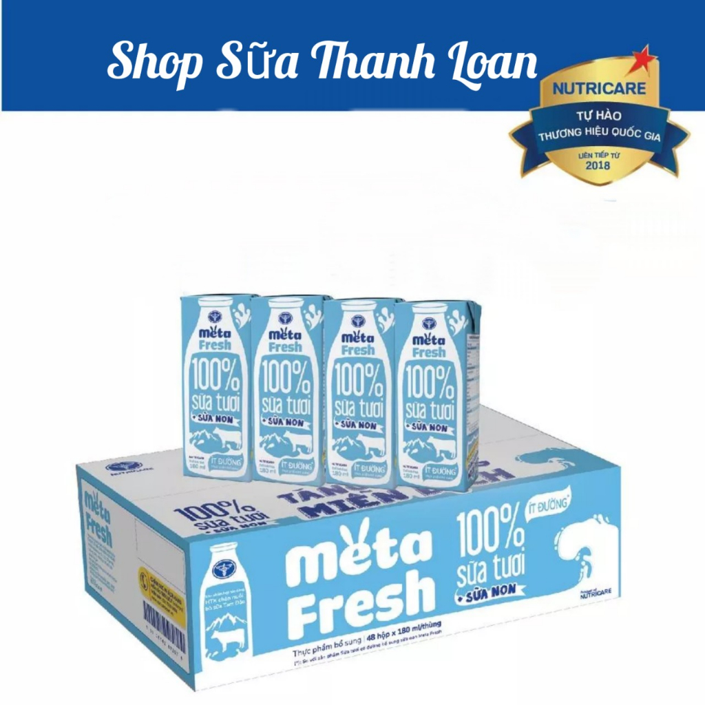 [HSD T7-2025] COMBO 2 Thùng 96 Hộp Sữa Tươi Nutricare Meta Fresh Ít Đường 180ml. | Shopee Việt Nam