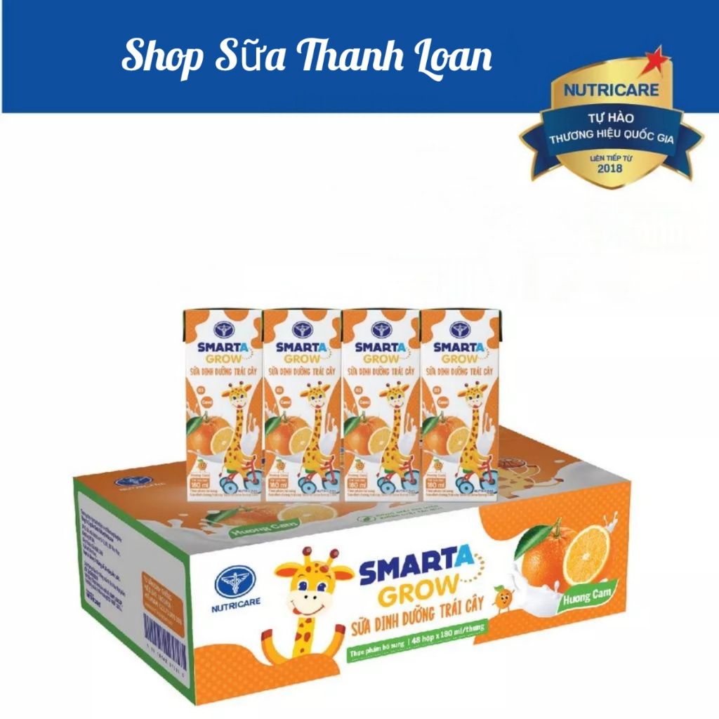 [HSD T7-2025] Thùng 48 Hộp Sữa Nước Nutricare Smarta Grow Vị Cam 180ml. | Shopee Việt Nam