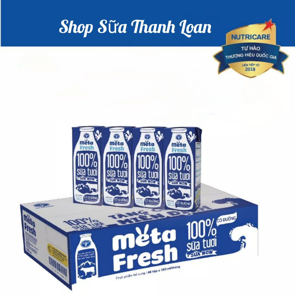 [HSD T3-2025] Thùng 48 Hộp Sữa Tươi Nutricare Meta Fresh Có Đường 180ml. | Shopee Việt Nam