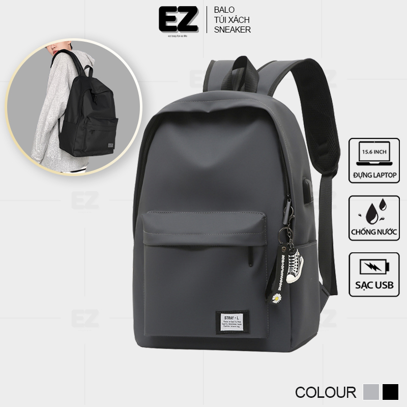 Balo đi học nữ basic đựng laptop 15.6 inch có cổng sạc usb EZ BALO Cặp ...