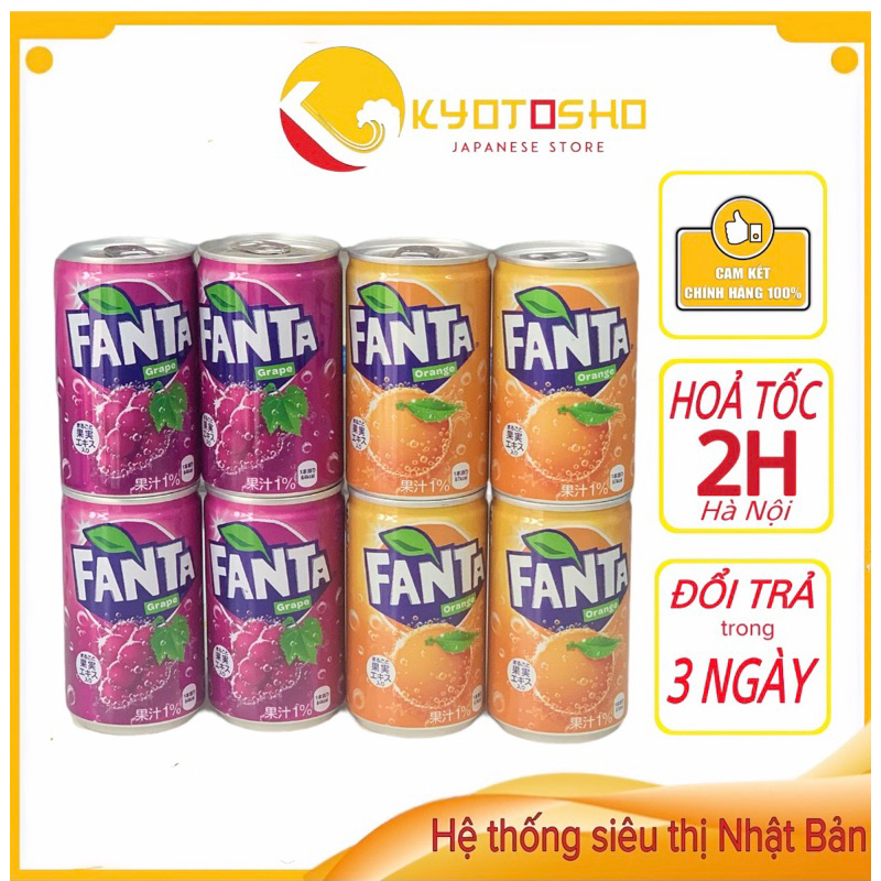 Nước ngọt Fanta Mini của Nhật vị Nho / vị cam Lon 160ml. | Shopee Việt Nam