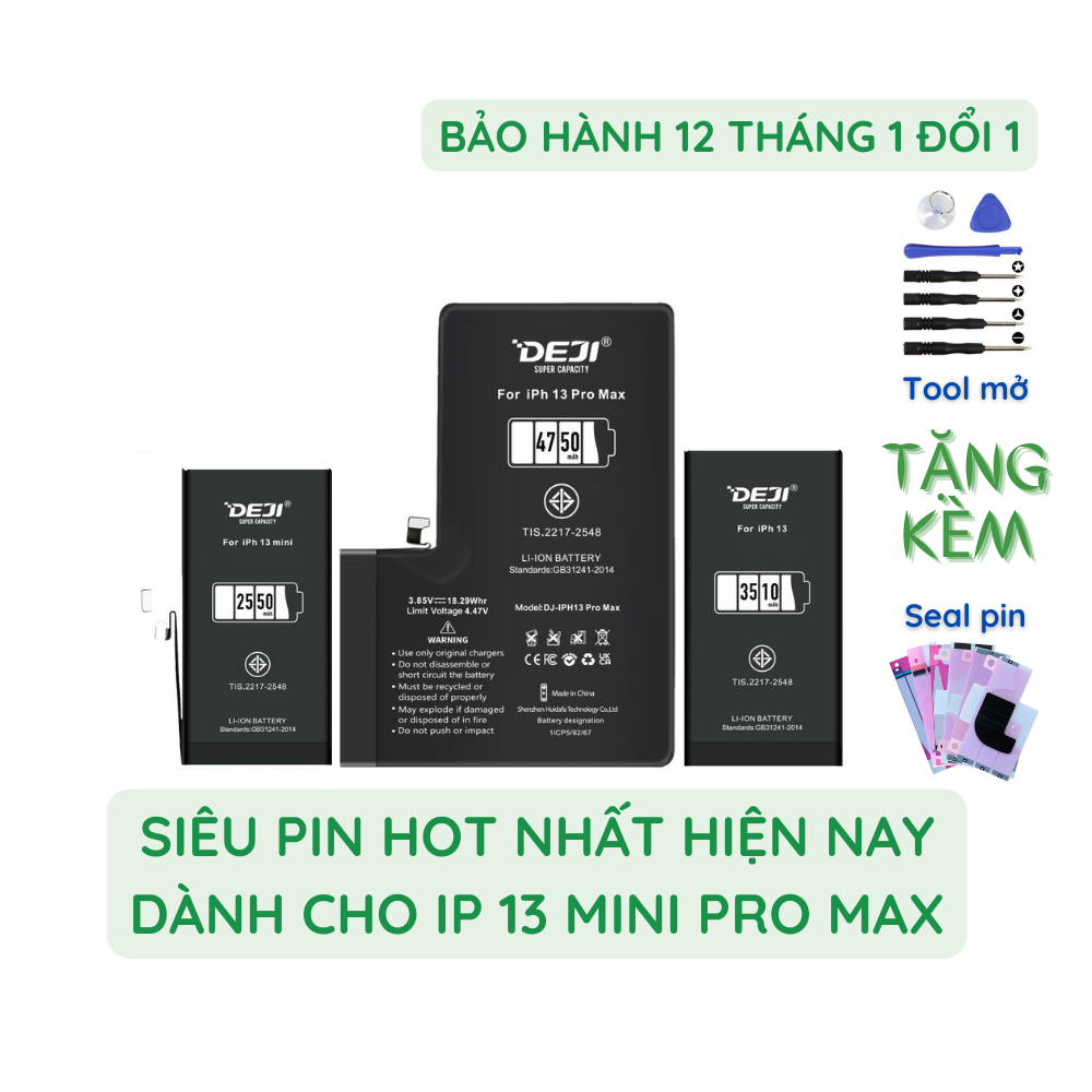 Siêu pin IP DEJI dung lượng cao và chuẩn cho IP 13 14 15 Mini Pro Max ...