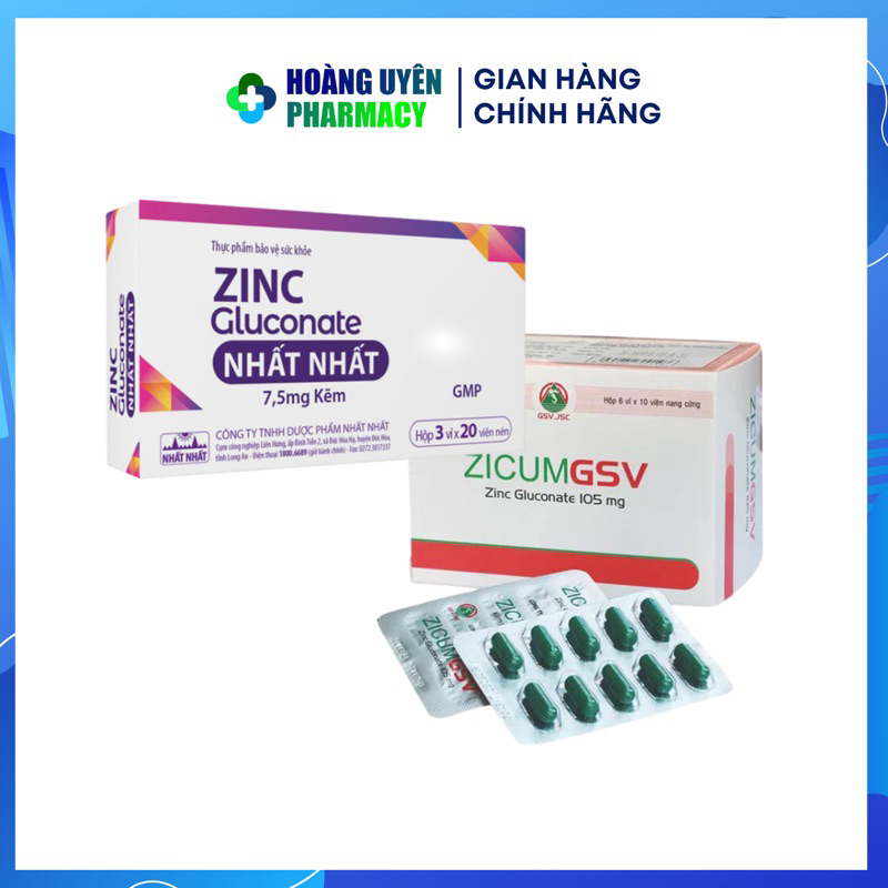 Viên uống bổ sung kẽm Zincum GSV/ Zinc Gluconate Nhất Nhất | Shopee ...