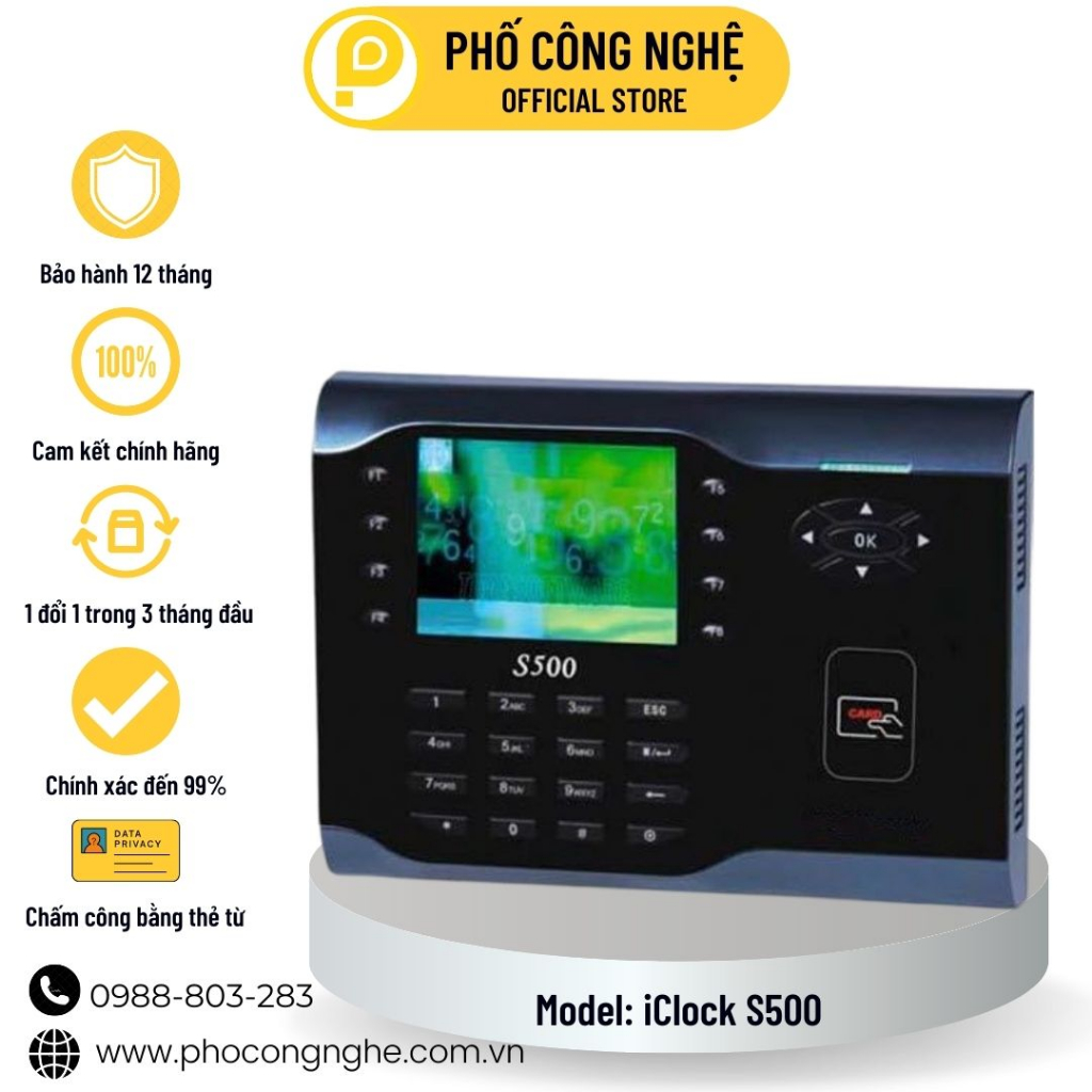Máy chấm công bằng thẻ từ ZKTeco iClock S500 | Shopee Việt Nam