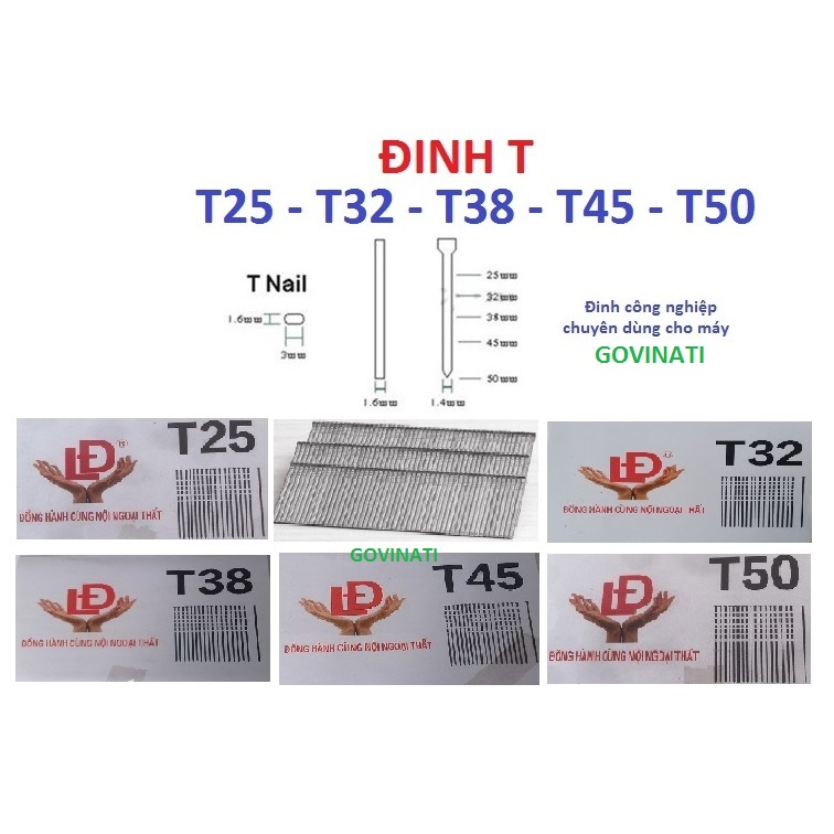 Đinh T25 - T32 - T38 - T45 - T50, hộp 2500 cây đinh đóng thùng gỗ, đinh máy bắn đinh T | Shopee ...