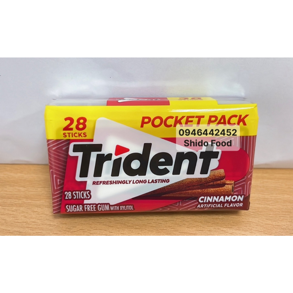 [Hộp 28 tép] Kẹo Gum Trident CINAMON - VỊ QUẾ xuất khẩu Mỹ loại mới ...