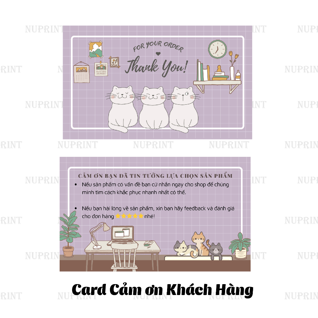 Card Thank You,Card Cám Ơn 2 Mặt - Size 9x5,4cm - Giấy C300 Cán Màng Mờ ...