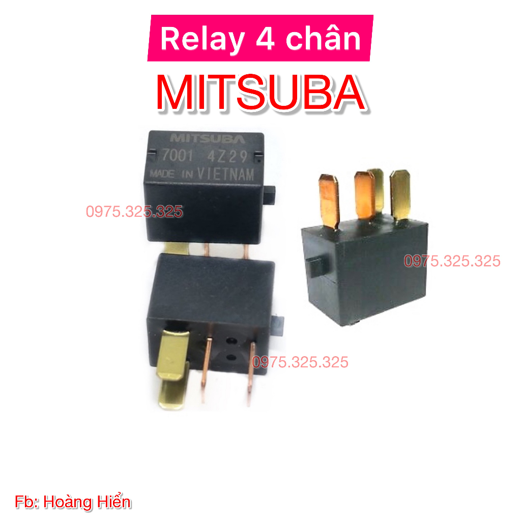 Relay 4 chân Mitsuba đen, lùn - 4pin pin chống nước như Nais Bosch ...