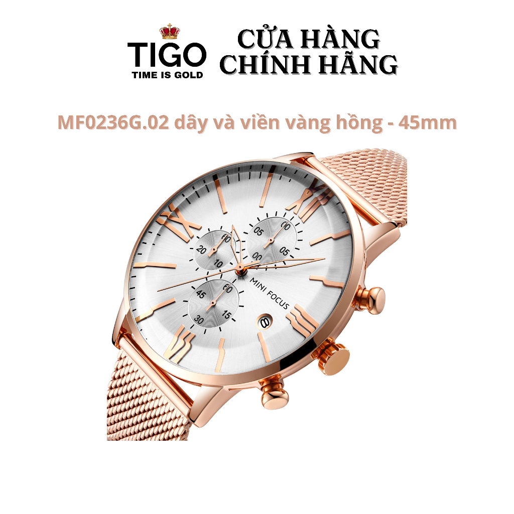 Đồng Hồ Nam MINI FOCUS MF0236G.02 Dây Thép Vàng Hồng Thép Không Gỉ Mặt Tròn 44mm | Shopee Việt Nam