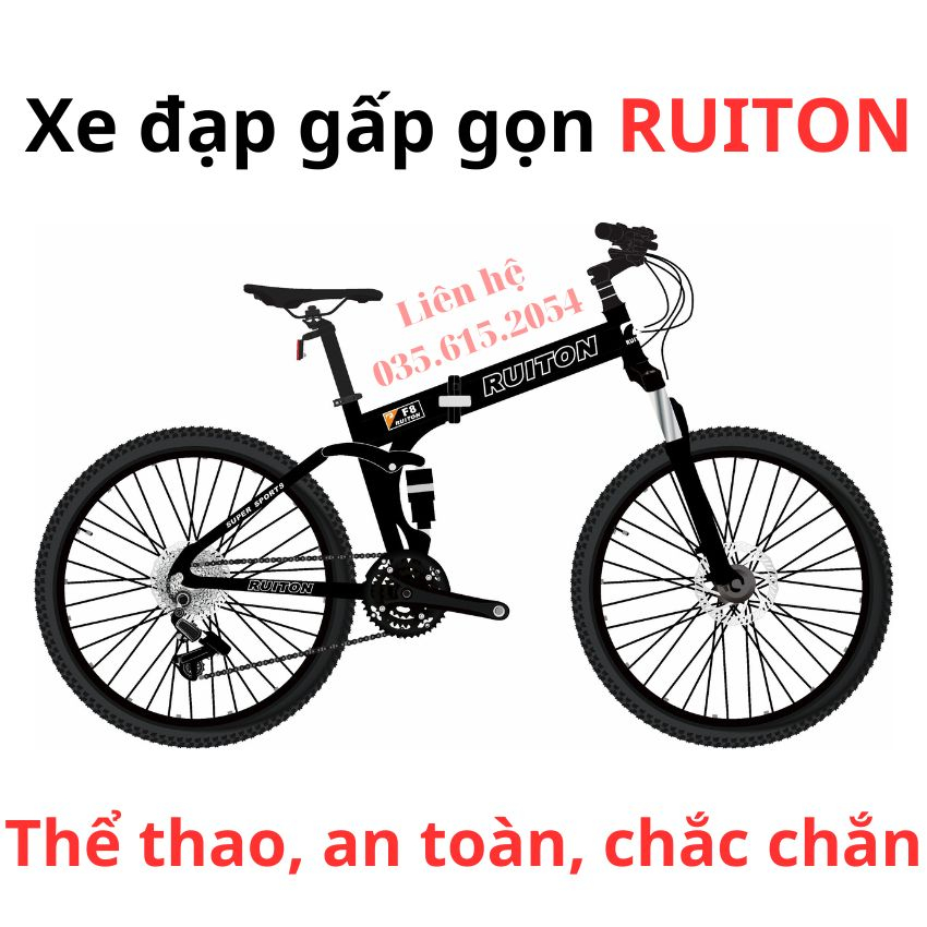 Xe đạp gấp gọn thể thao địa hình dòng RUITON (tên cũ là HAHOO) màu đen ...